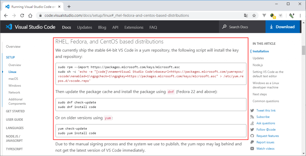 CentOS 8 安裝 Visual Studio Code - 腳印網頁資訊設計